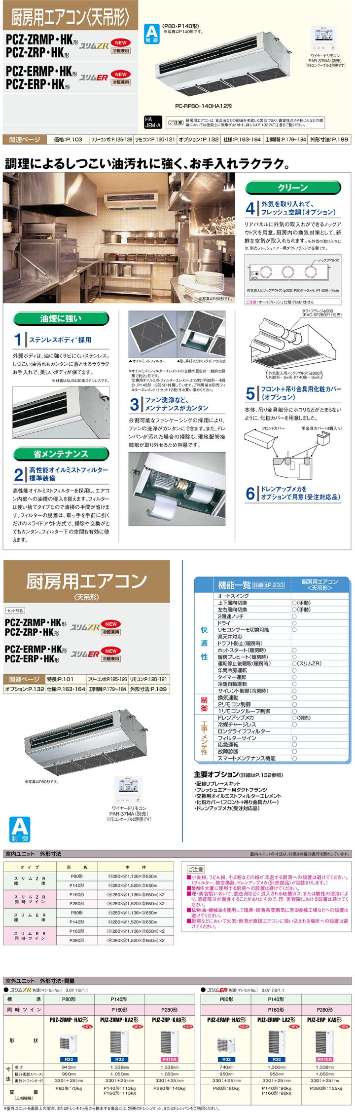 PCZ-ERMP140HK 三菱電機 スリムER 厨房用天吊形 5馬力 シングル - 業務用エアコンのセツビコム